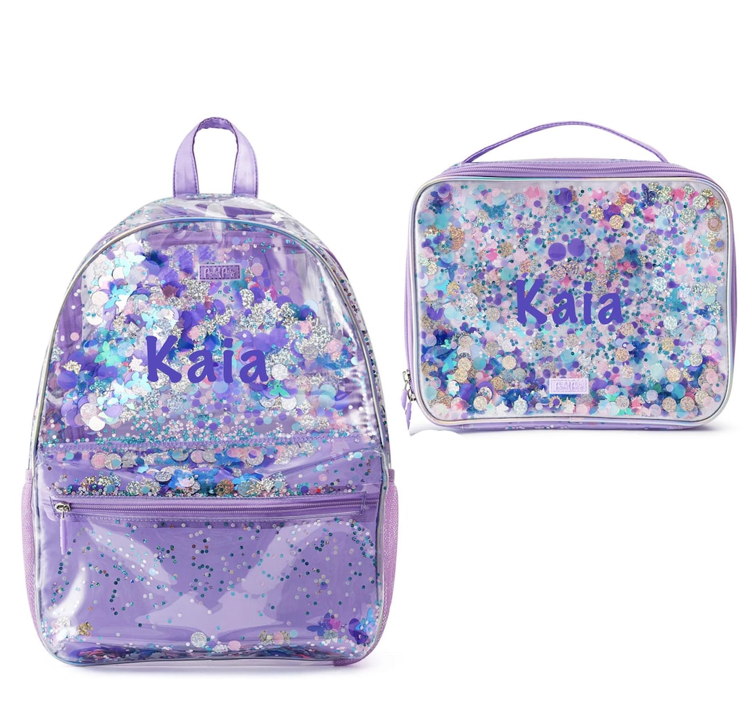 Personalized Clear Confetti Backpack and Lunchbox, Back to School for ...