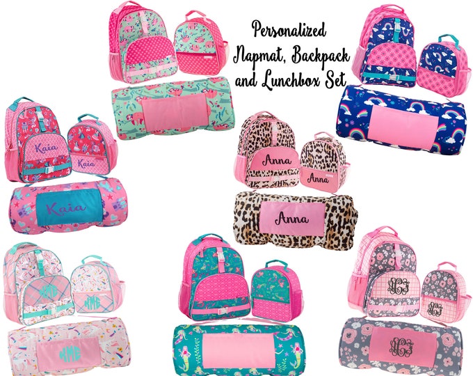Personalized Kids Backpack and Lunch Box Set With Matching Nap Mat ...