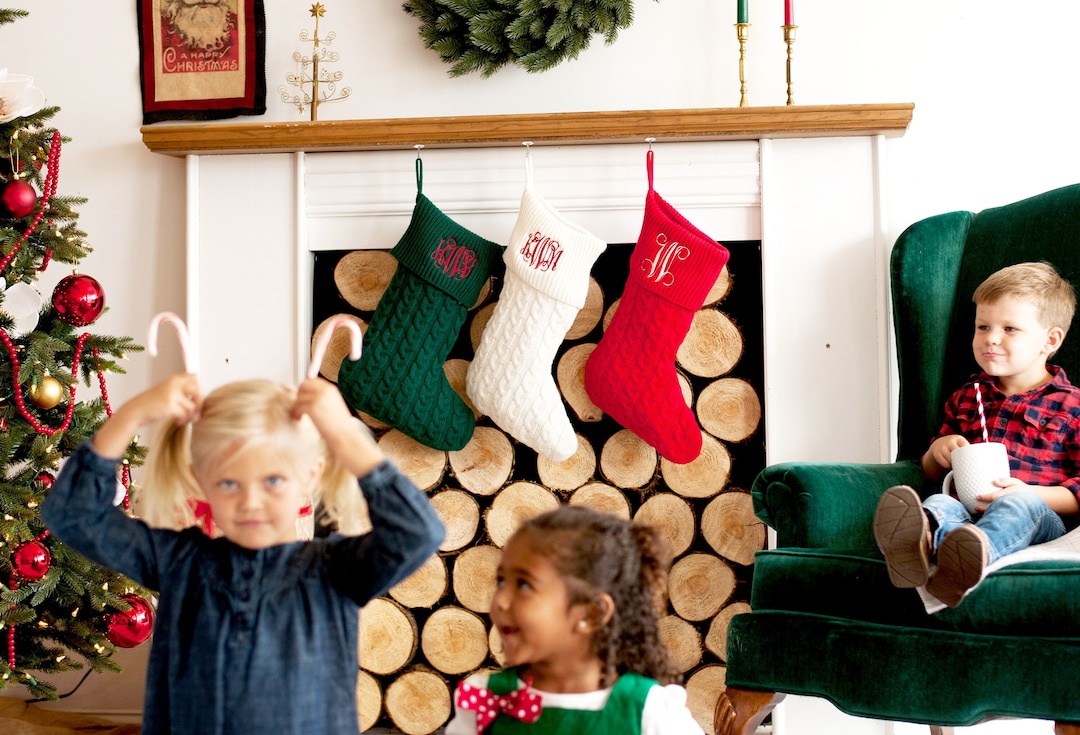 Personalized Knit Stocking / Family Stockings / Traditional Stocking ...