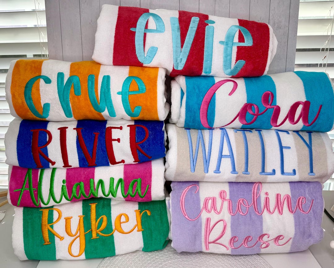 Custom Embroidered Beach Towel With Name, Embroidered Beach Towel With ...