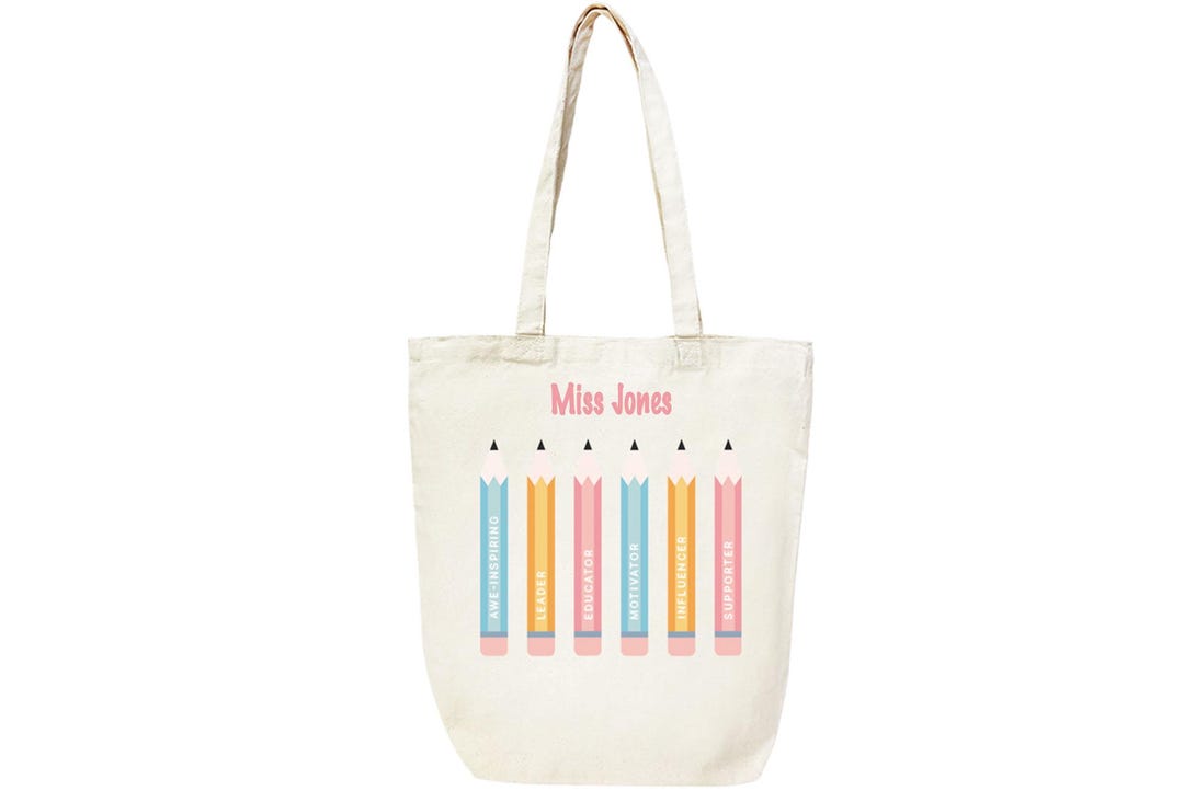 Personalized Teacher Pencil Tote Bag, Teach, School Teacher Gifts ...