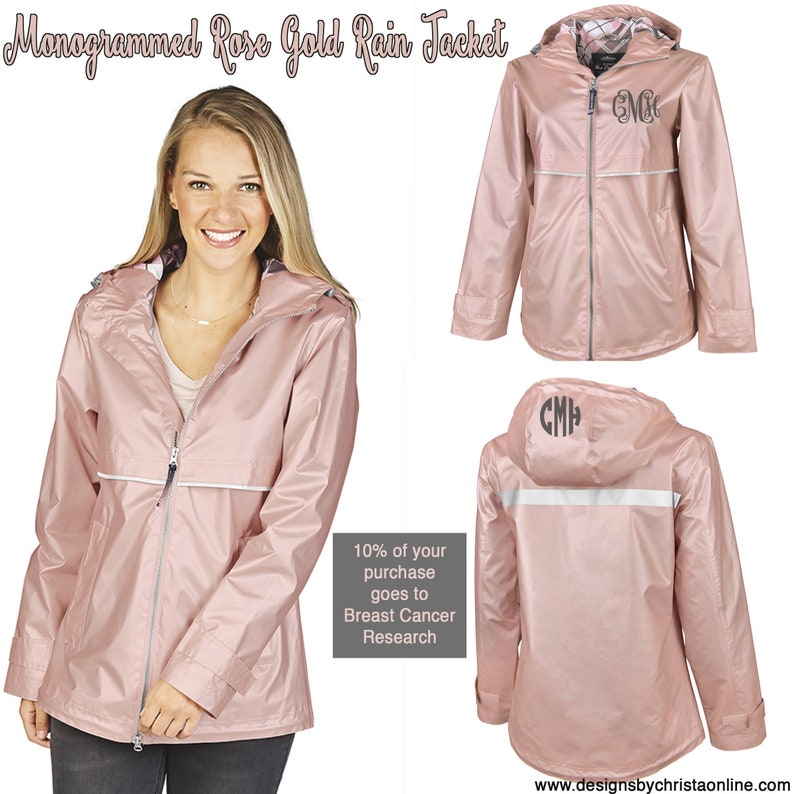 Rain Jacket / Rose Gold Rain Jacket / Monogrammed Rose Gold Rain Jacket ...