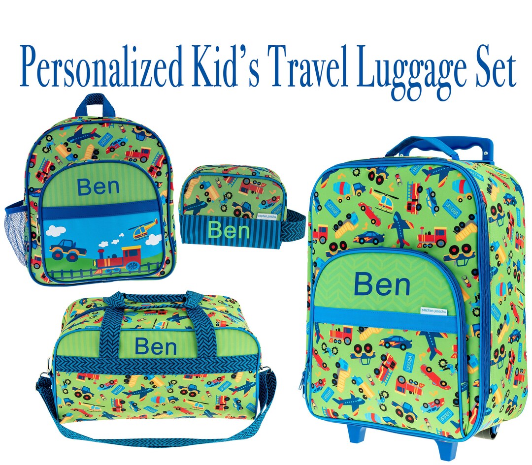 Boy's Personalized Kid's Travel Luggage Set / Transportation Set ...