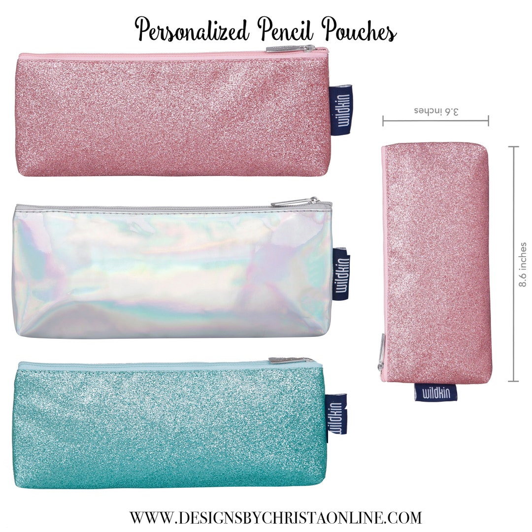 Personalized Glitter Pencil Pouch, Wildkin Pencil Case - Etsy