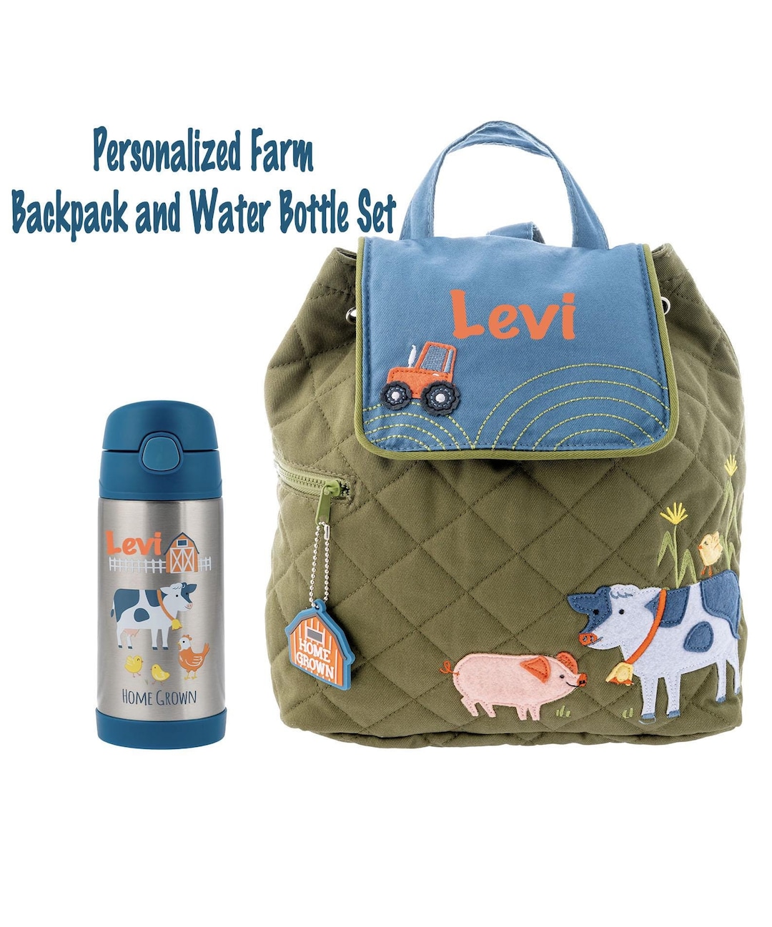 Personalized Farm Animals Backpack and Water Bottle, Toddler Boys ...