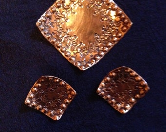 Vintage Gret Barkin Hand Wrought Copper Cuff Bracelet and Earrings Mid ...