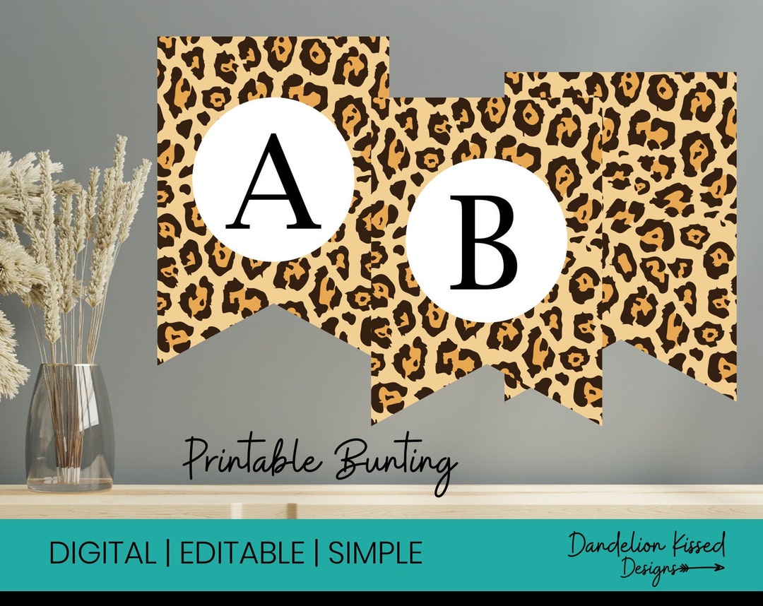Printable Bunting | Leopard Print Banner | Digital | Printable Banner ...