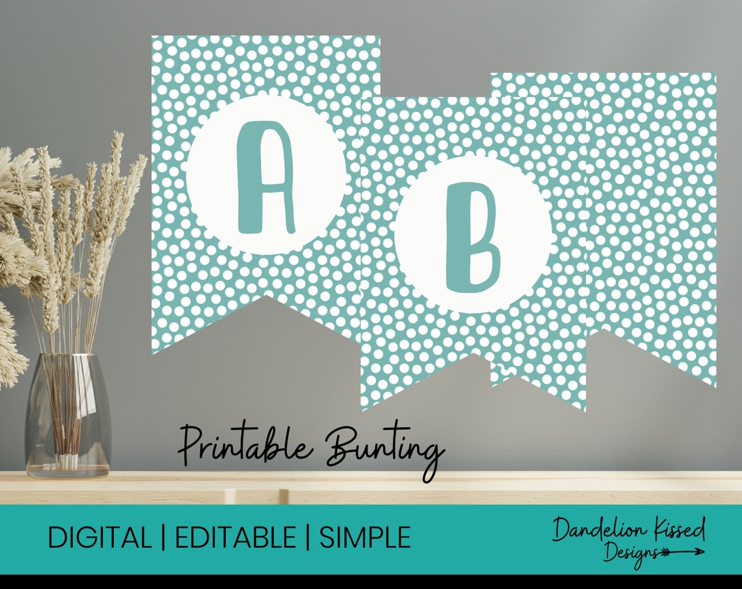 Printable Bunting | Teal Turquoise Banner | Digital | Printable Banner ...