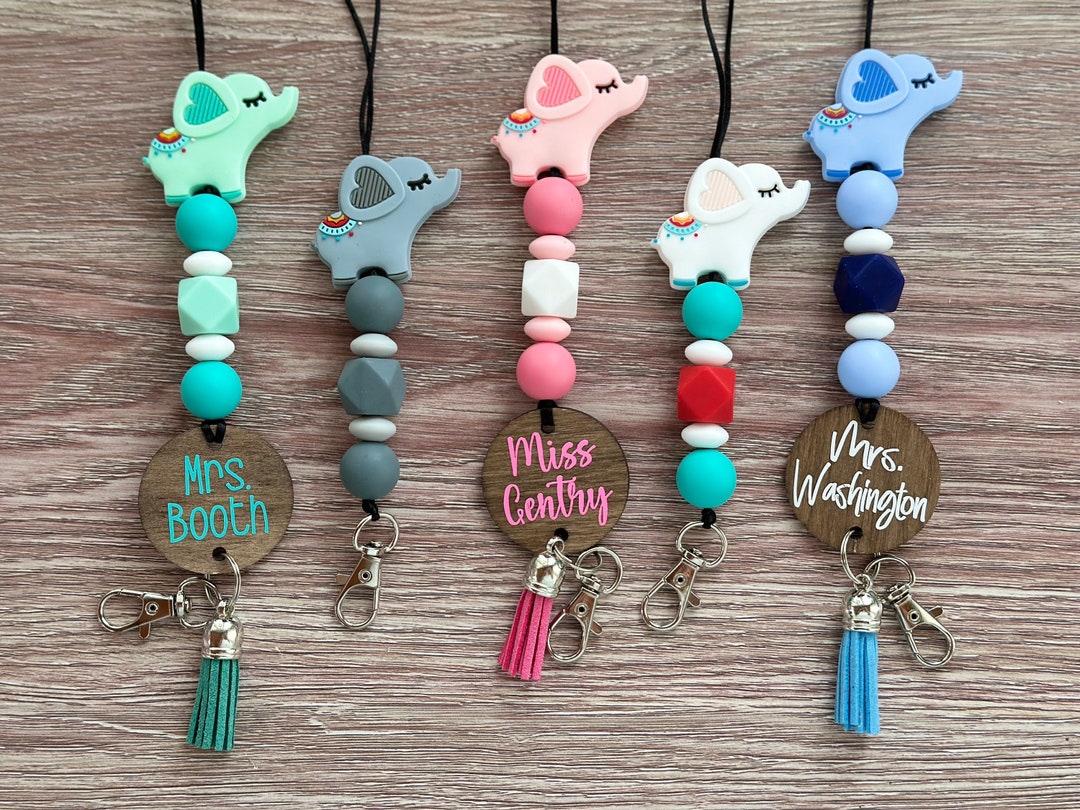 Lanyard Teacher Gift Personalized Assorted Colors Nylon Cord Silicone ...