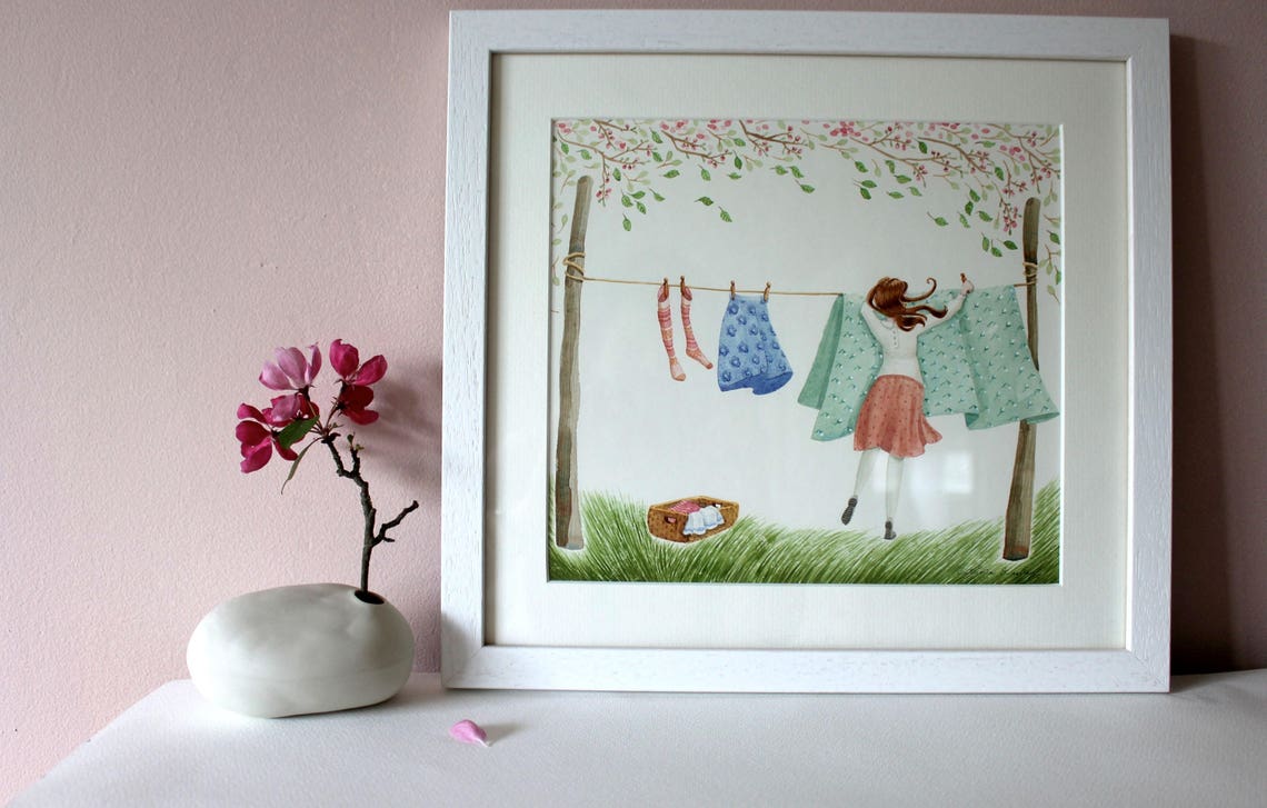 Spring Illustration Fashion Illustration Clothes Line Gift | Etsy