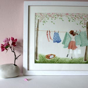 Spring Illustration Fashion Illustration Clothes Line Gift - Etsy