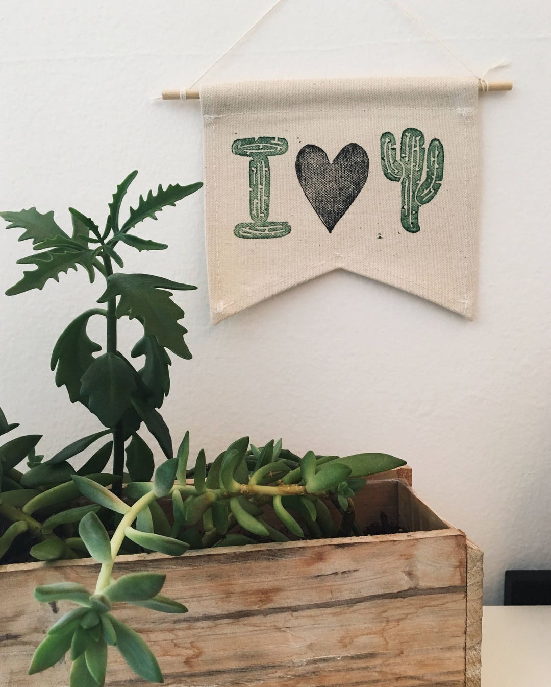 I Love Cactus Block Printed Banner. Plant Lover. Desert Plants. Planty ...