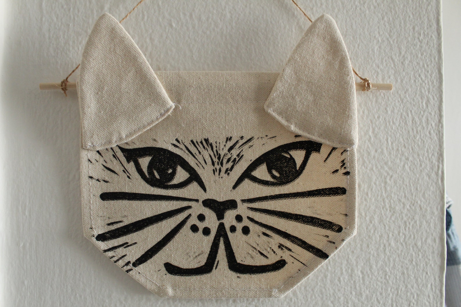 Block Printed Cat Banner. Gifts for Cat Lovers. Cat Lady Home Decor ...