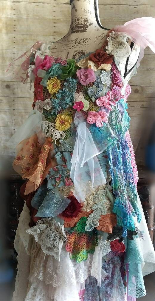 RESERVED- Shabby Fairy Wedding Goddess Embellished Textile Art Layered ...