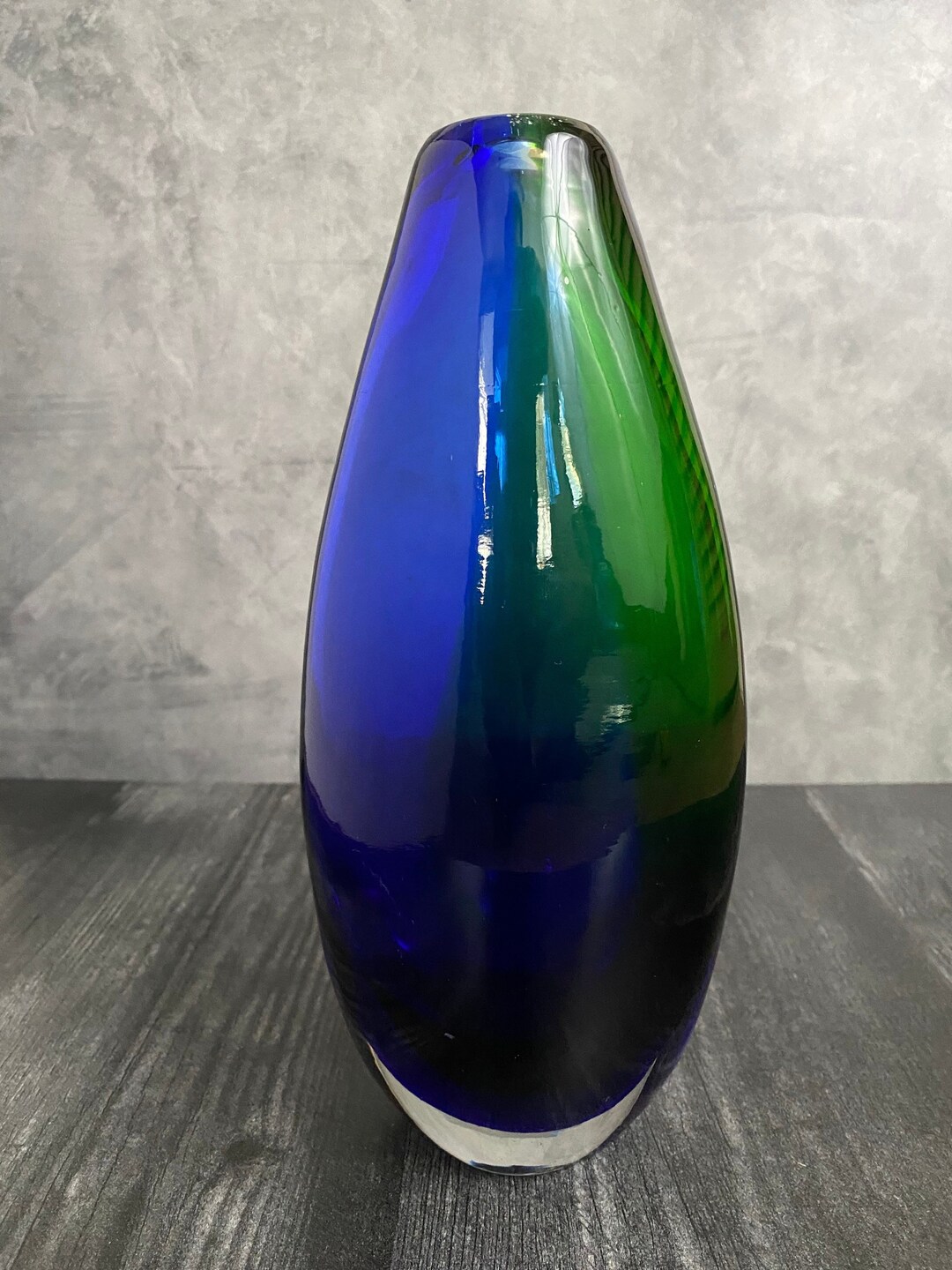 1970s Gorgeous Blue and Green Murano Art Glass Vase by Flavio Poli for ...