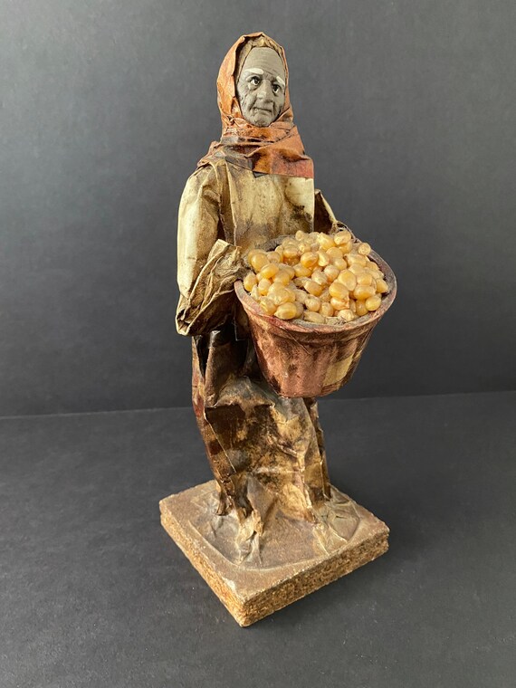 Vintage Mexican Folk Art Paper Mache Woman With Corn Basket - Etsy