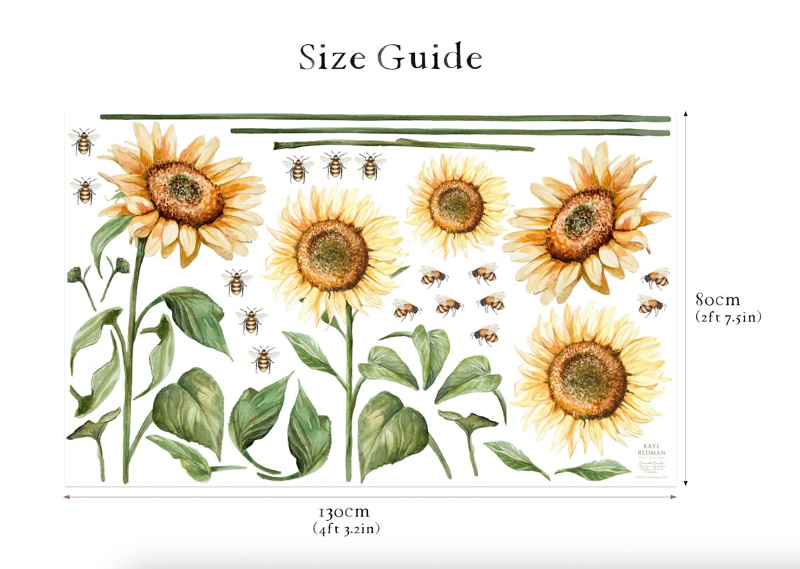Sunflower Decals / Bees / Kids Bedroom / Nursery Decor / Wall - Etsy
