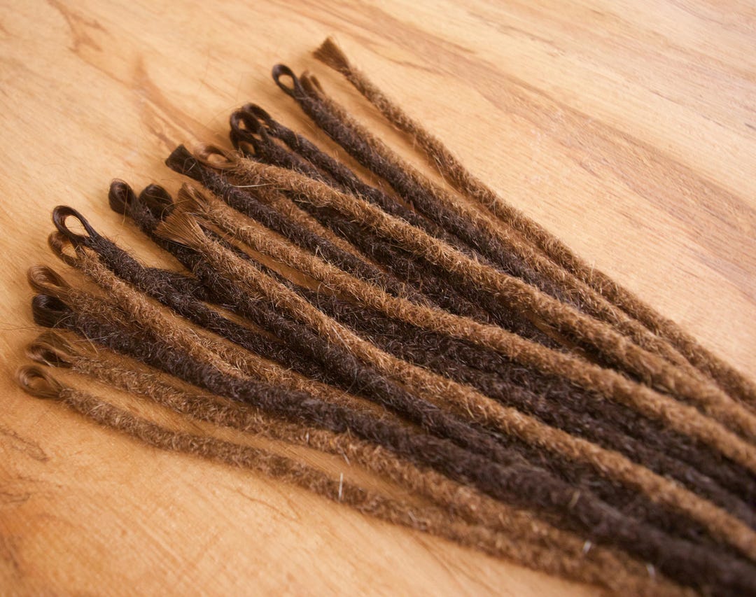 20 Mid & Dark Brown Human Hair Dreadlocks With Loop for Braiding in or ...