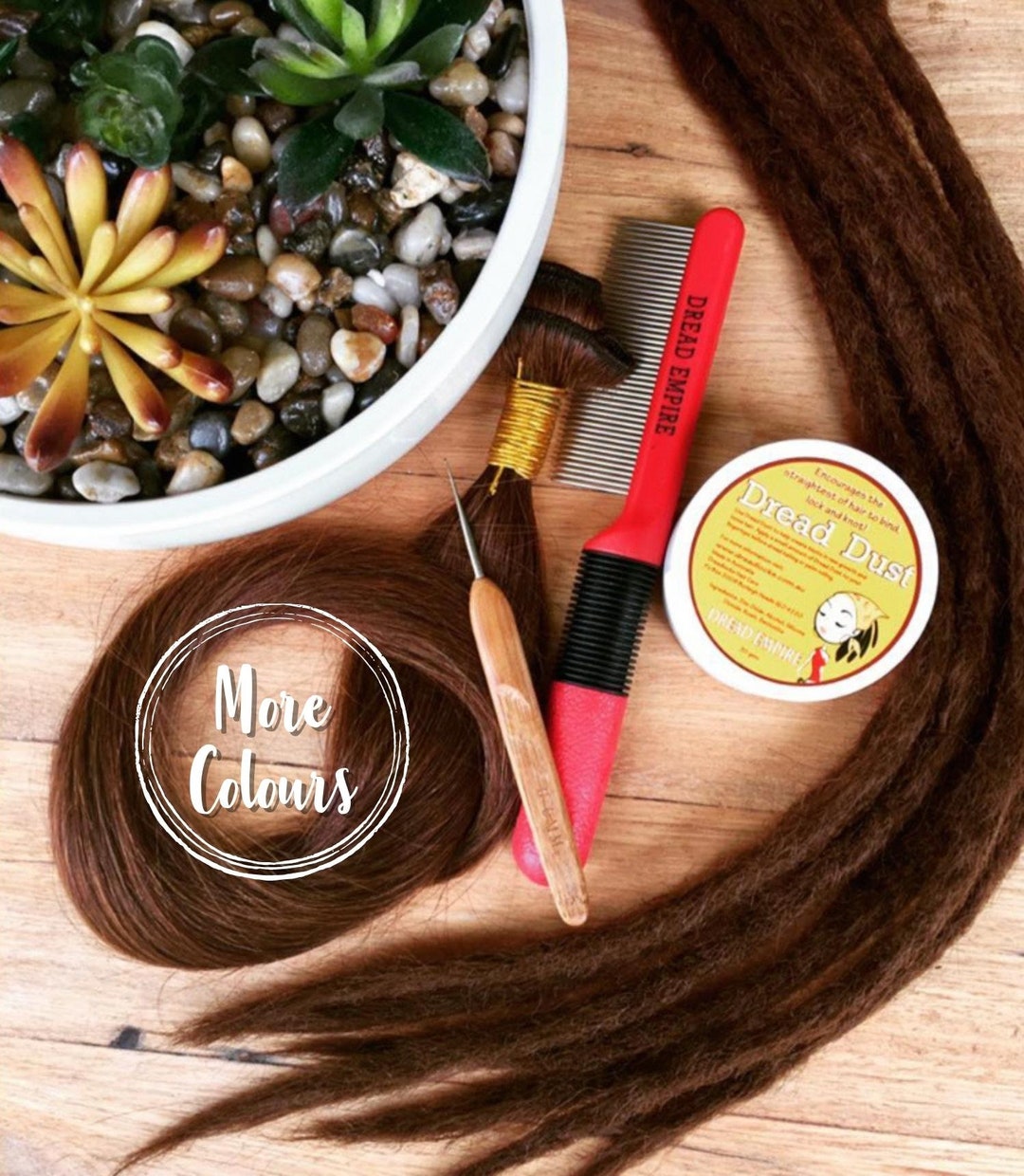 Human Hair Dreadlock Extensions DIY Kit Includes 100gm 16" Long Weft ...