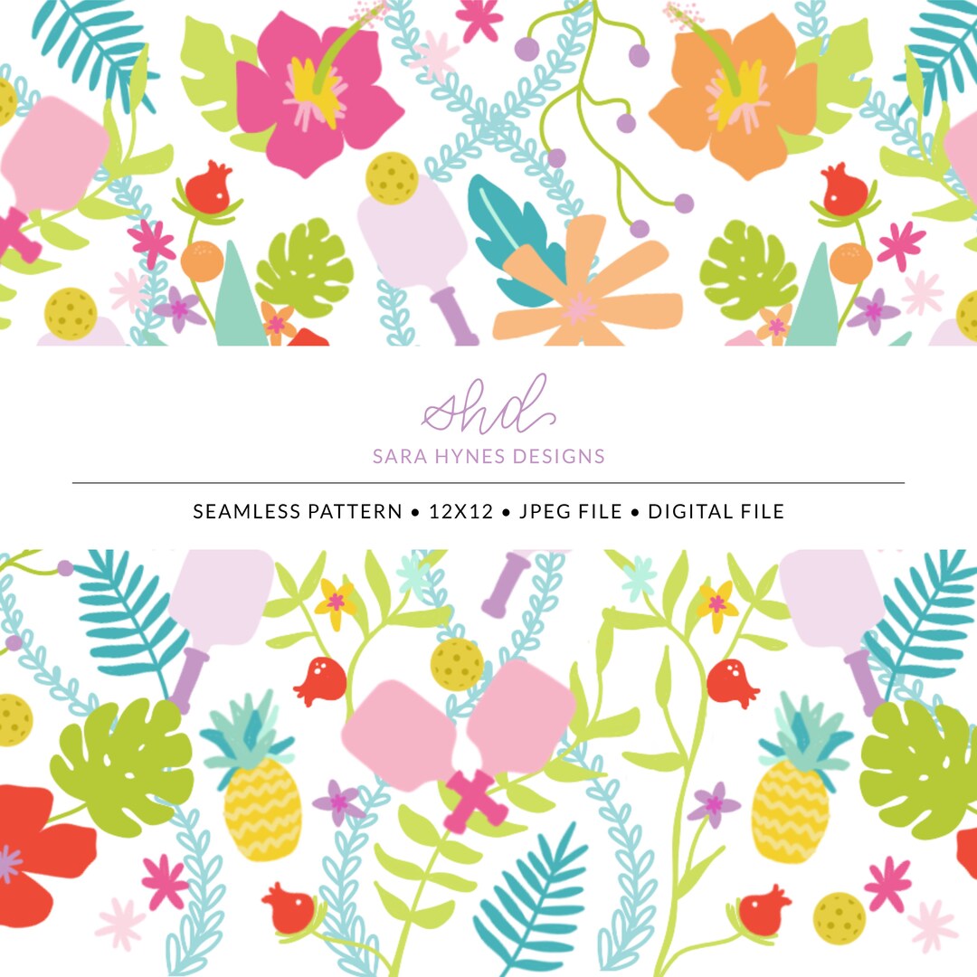 Pickleball Pattern, Pickleball Tropical Pattern, Seamless Pattern ...