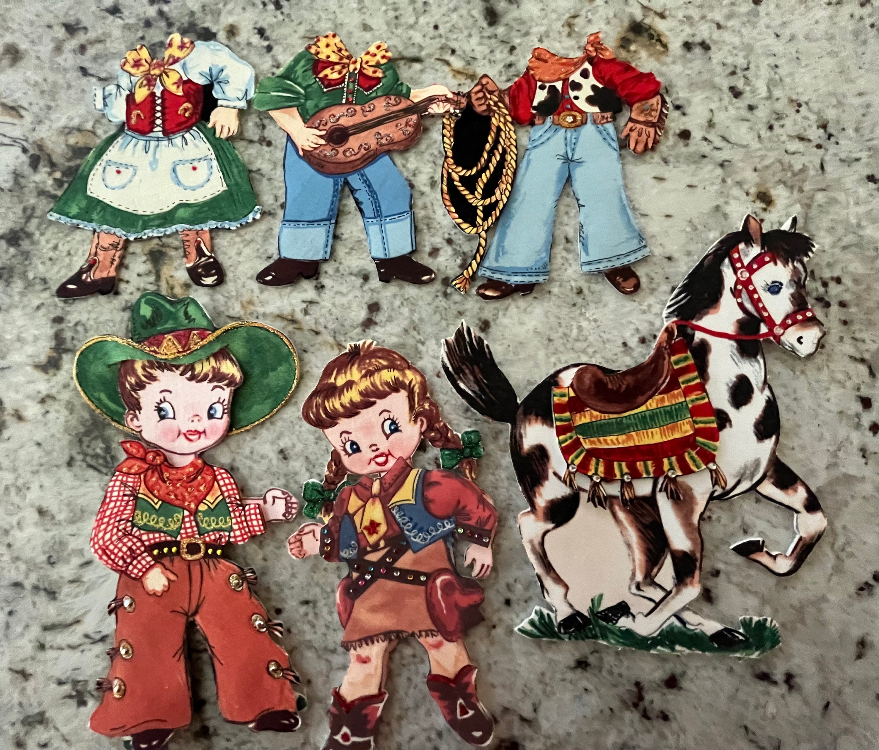 Cowboy & Cowgirl by Whistler Studios Fabric Paper Dolls With Clothing ...
