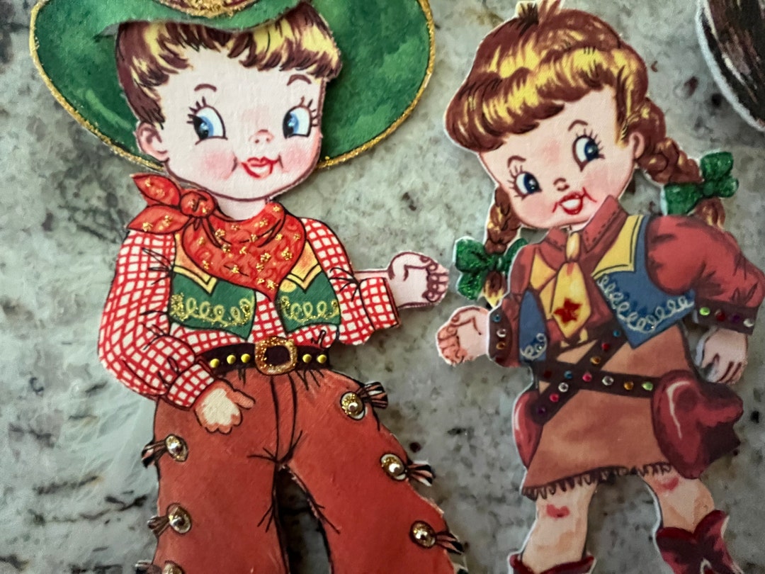 Cowboy & Cowgirl by Whistler Studios Fabric Paper Dolls With Clothing ...