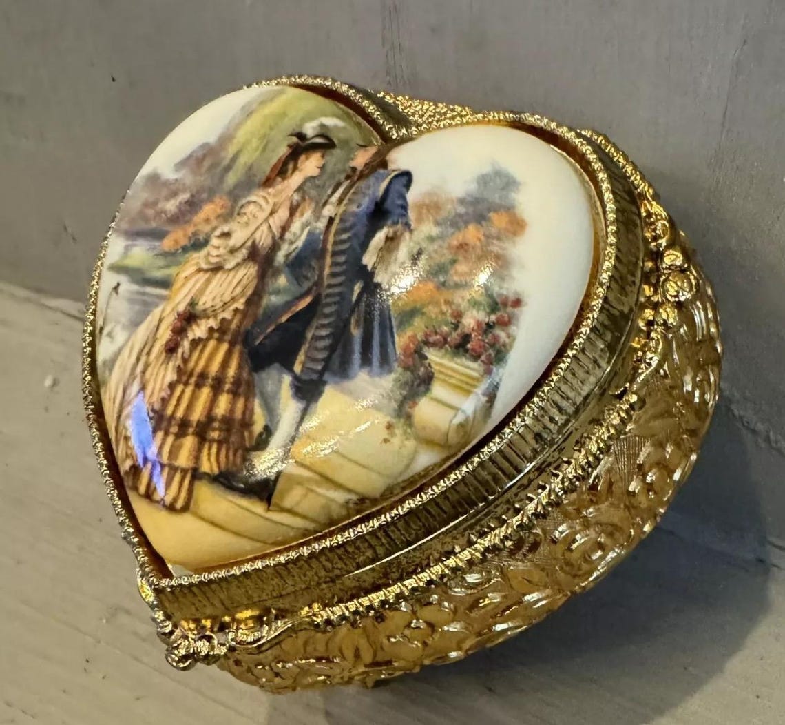 New in Box Vintage Victorian Antimony Musical Jewelry Box. Music Box ...
