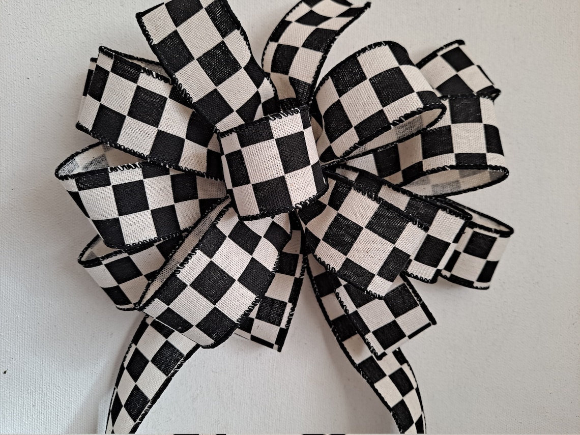 Black and White Checkered Bow Bow in Black AND White Colors - Etsy
