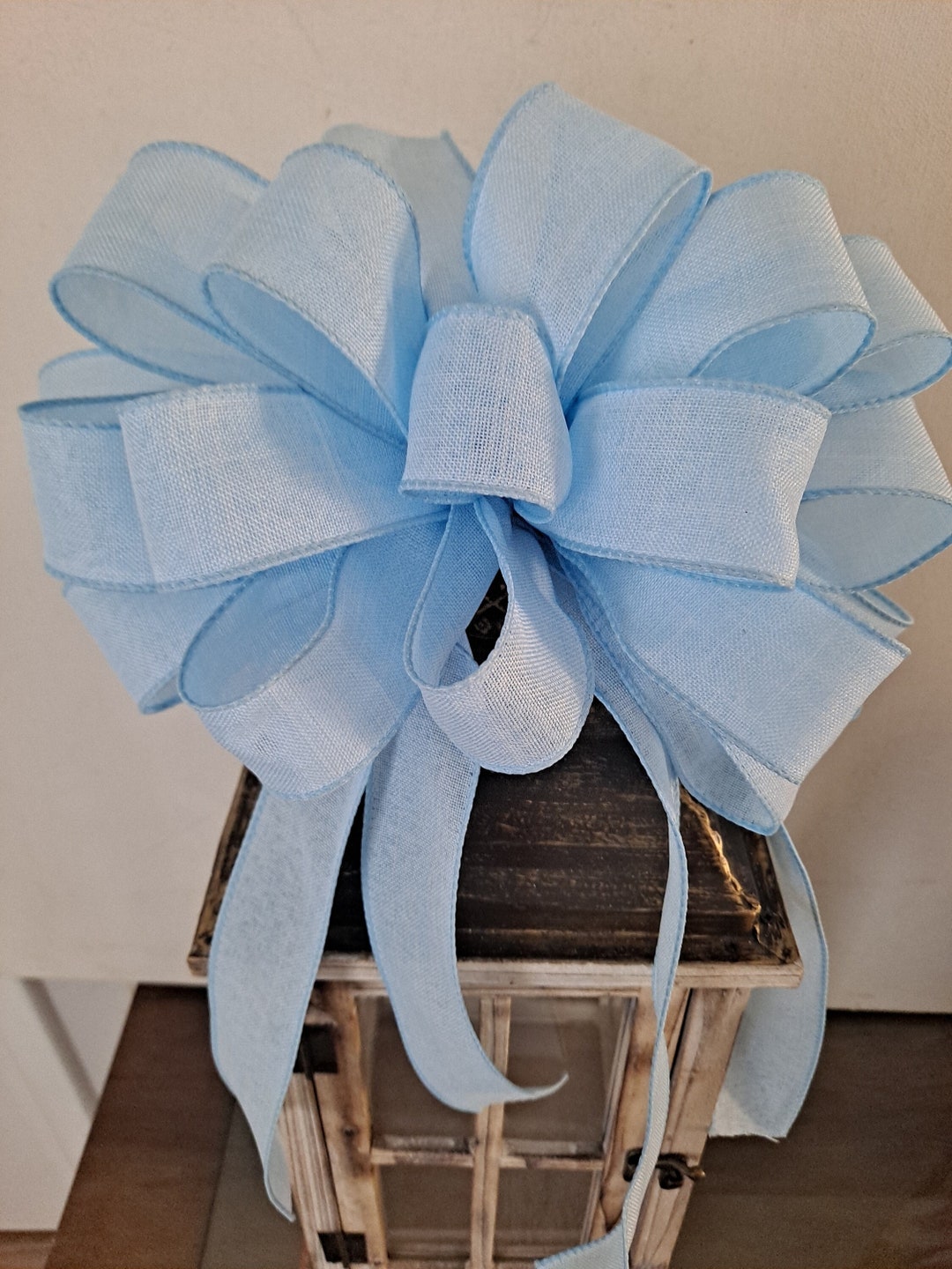 Light Blue Bow, Baby Blue Bow, Bow for Spring, Spring Decorative Bow ...