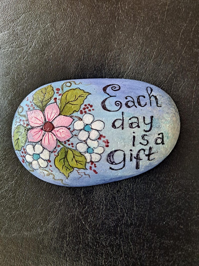 Hand Painted Colorful Rock, Natural River Rock, Rock as Gift, Home ...