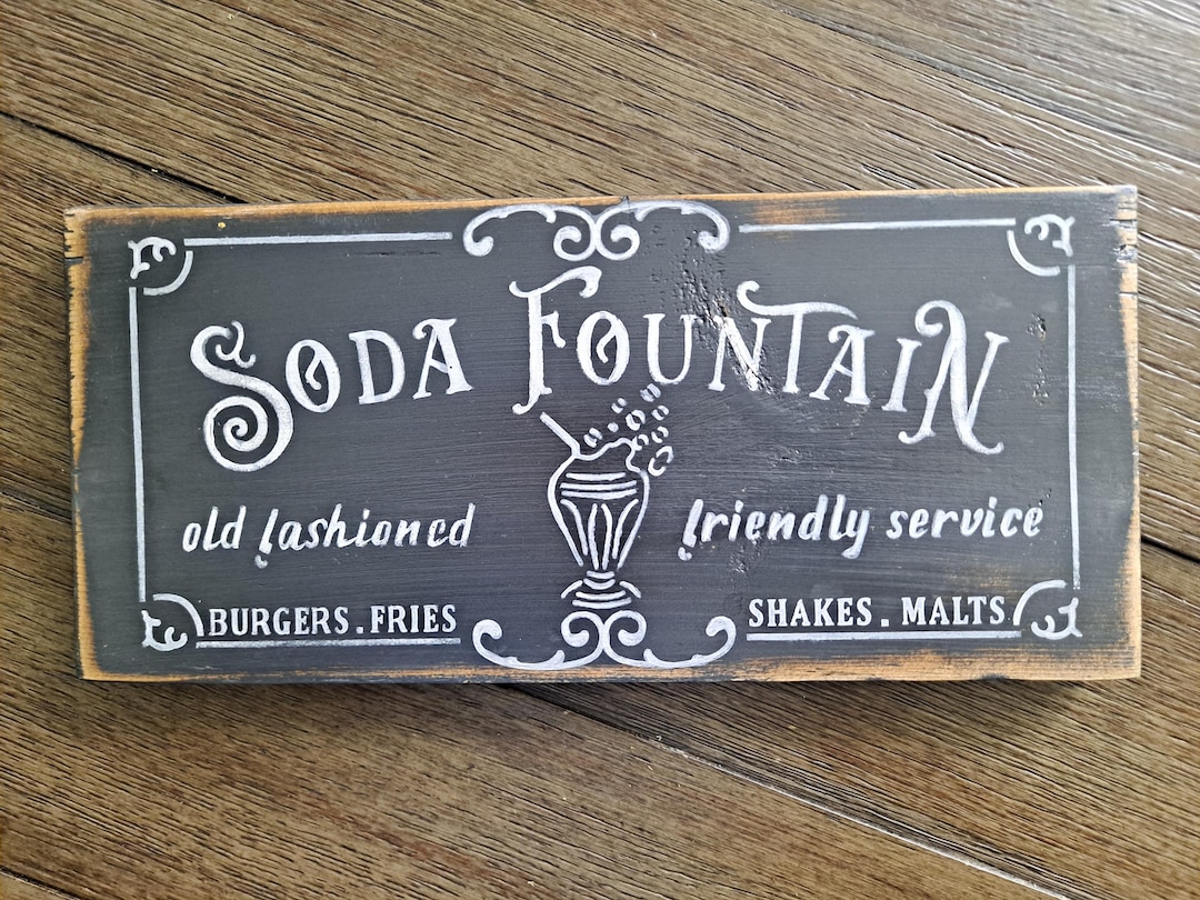 SODA Fountain Sign, Rustic Wood Sign for Indoor Decor, Vintage Looking ...