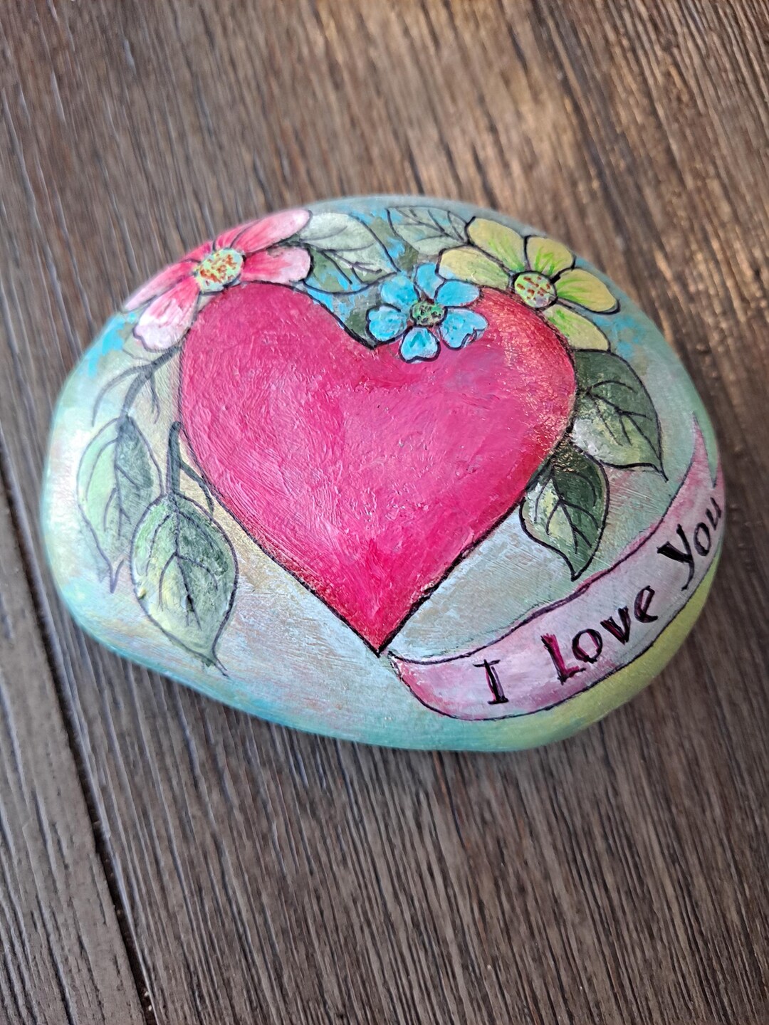 Hand Painted Valentine Heart on Rock, Valentine Rock as a Gift ...