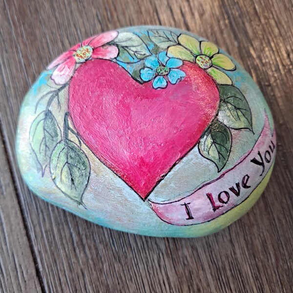 Painted Heart Rock - Etsy