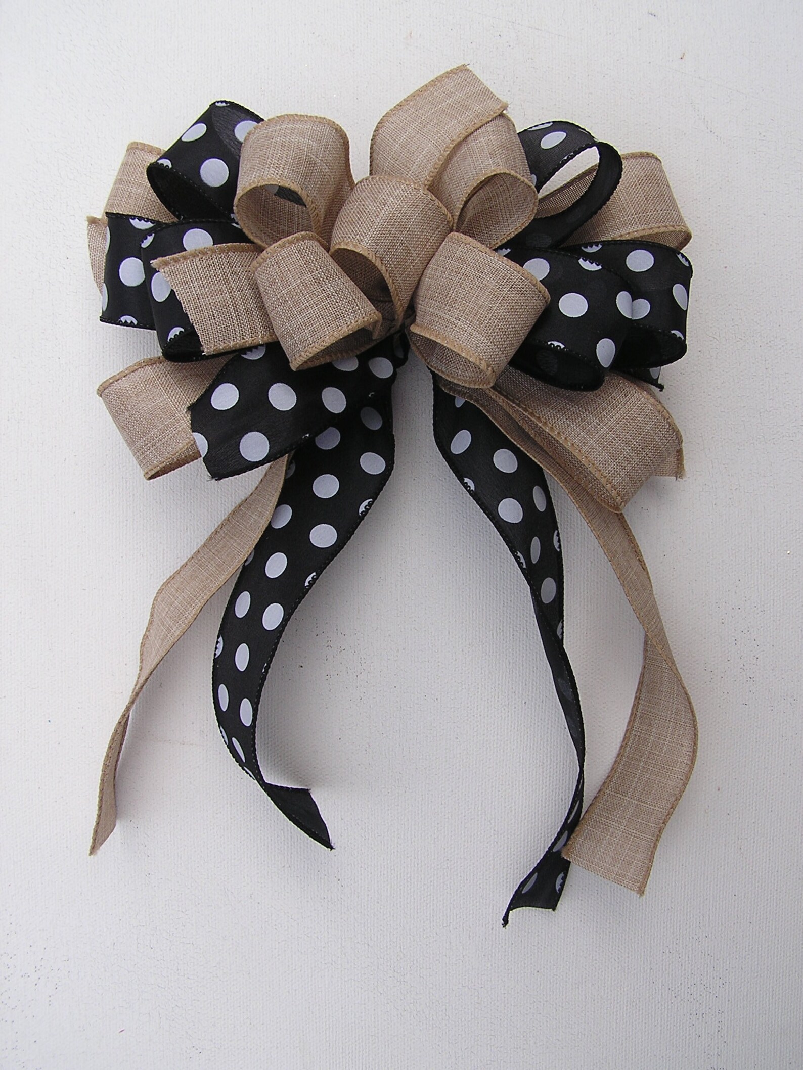 Black Polka Dot and Beige Decorative Bow for Home Decor Bows | Etsy