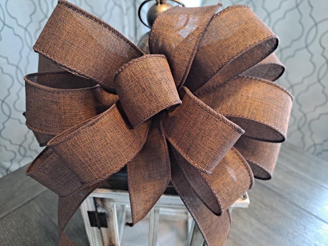 Brown Wired Ribbon Bow, Door Hanger Decor - Etsy