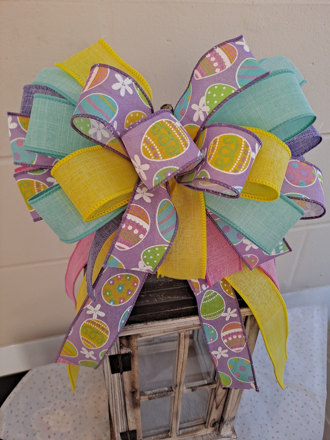Colorful Easter Bow, Bow for Easter Basket, Eggs Bows, Wreath Yellow ...