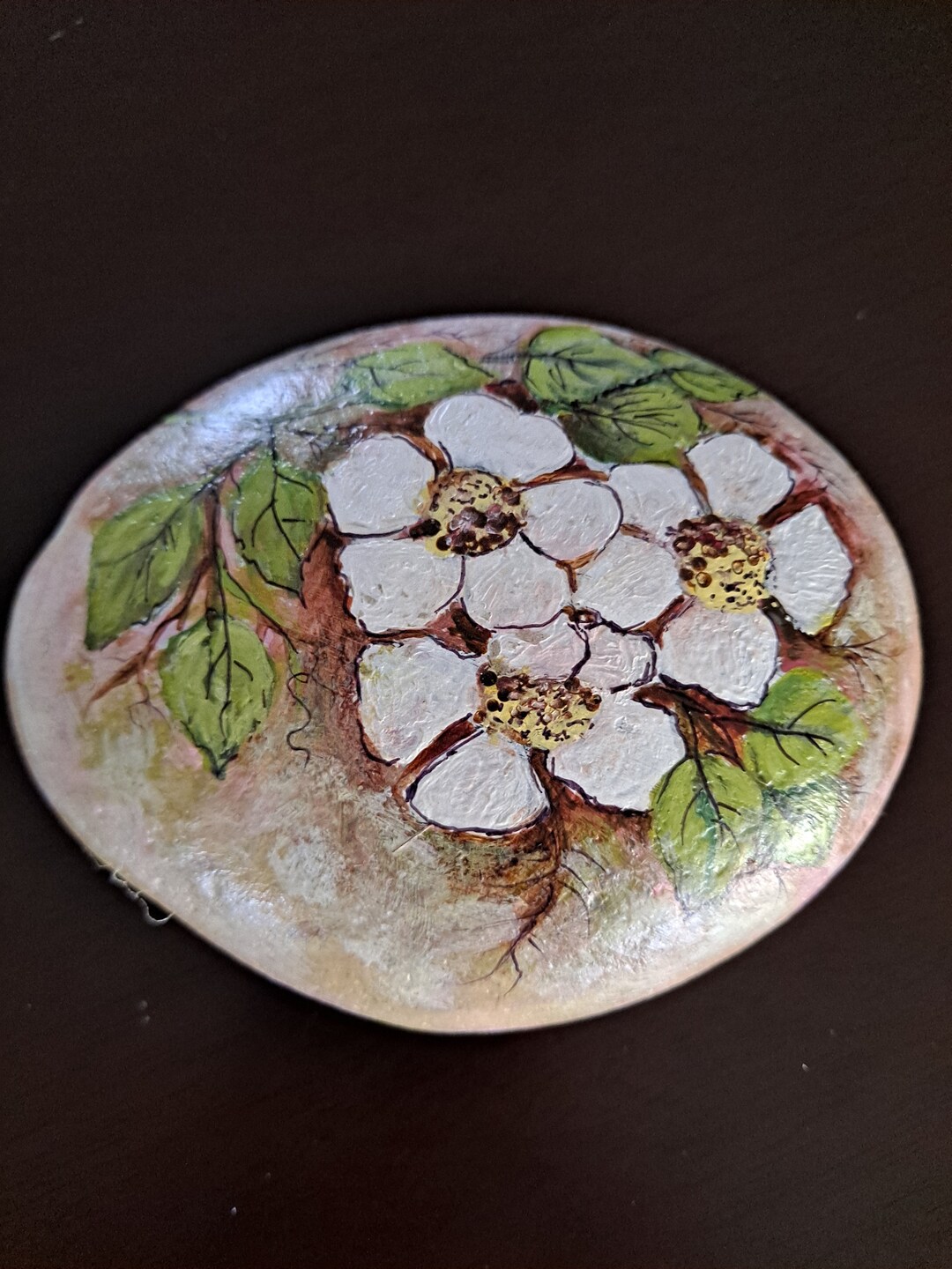 Apple Blossom Rock Painting, Art on Rock, Decorative Stone, Home Decor ...