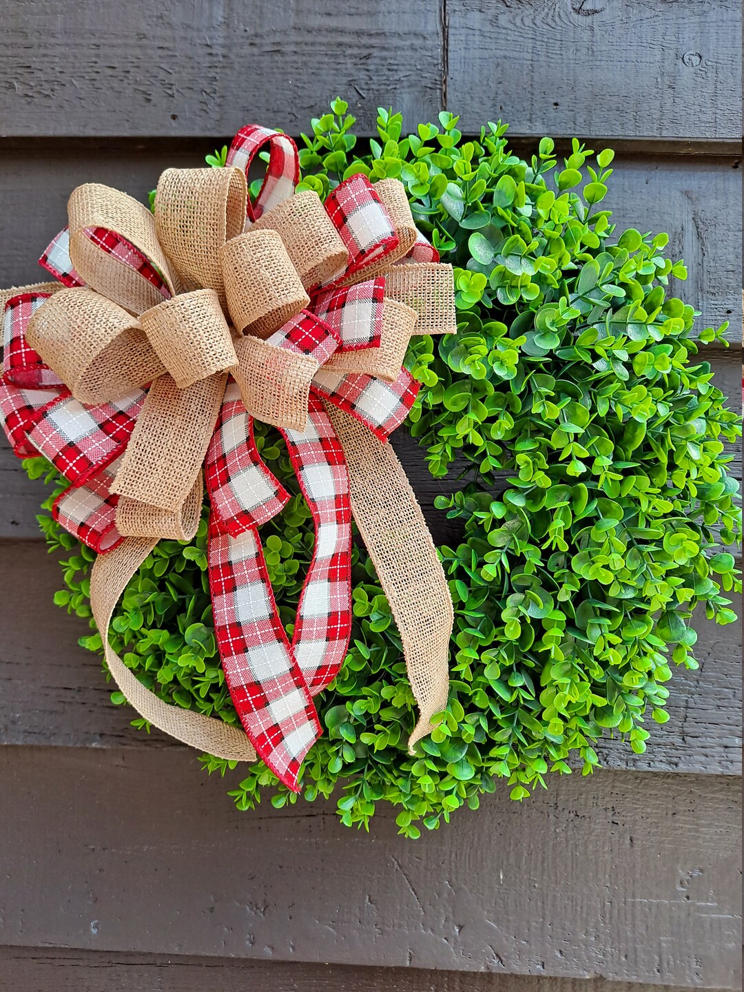 Red White Checkered Burlap Christmas Bow, Tree Wreath Decor - Etsy