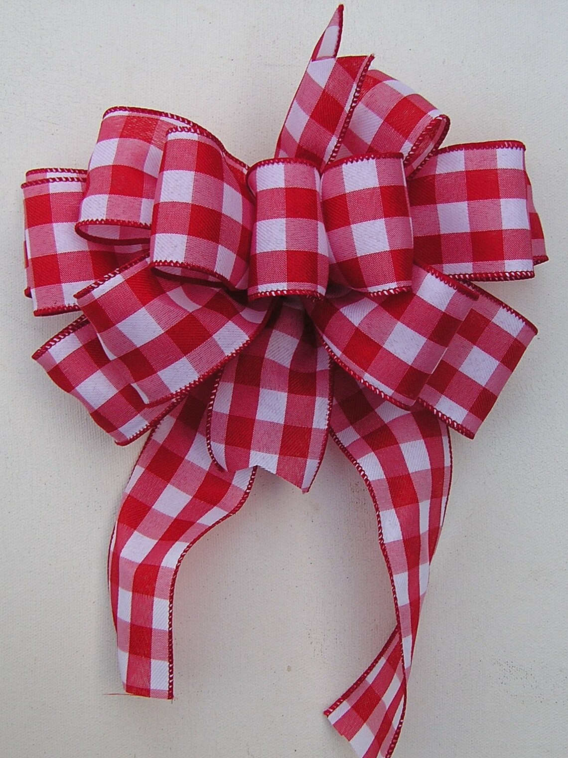Red and White Checkered Bow Bow for Wreath Valentine Bow | Etsy
