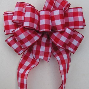 Red and White Checkered Bow, Bow for Wreath, Valentine Bow, Decorative ...