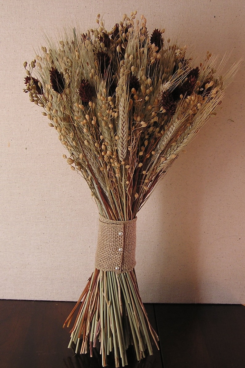 Wedding Dried Wheat Flower Bouquet Bridal Bouquet with | Etsy