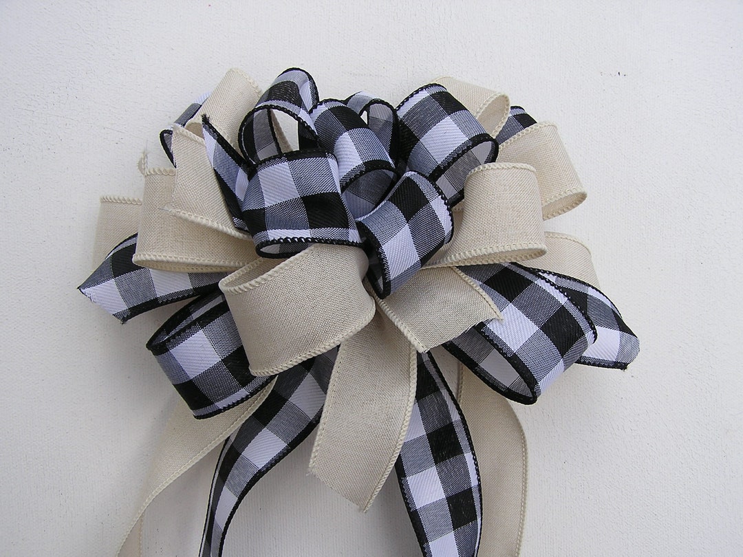 Black and White Checkered Bow, Cream Decorative Bows, Bow for Mail Box ...