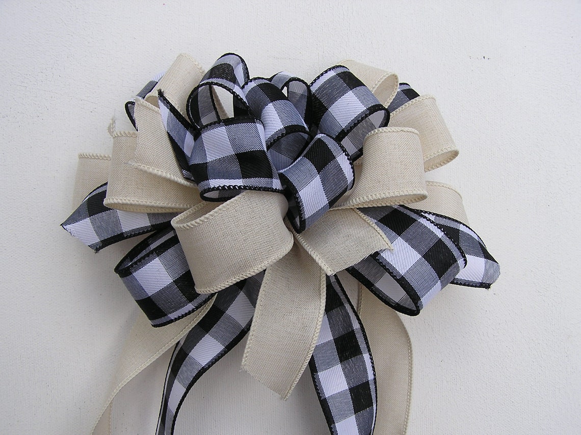 Black and White Checkered Bow Cream Decorative Bows Bow for | Etsy