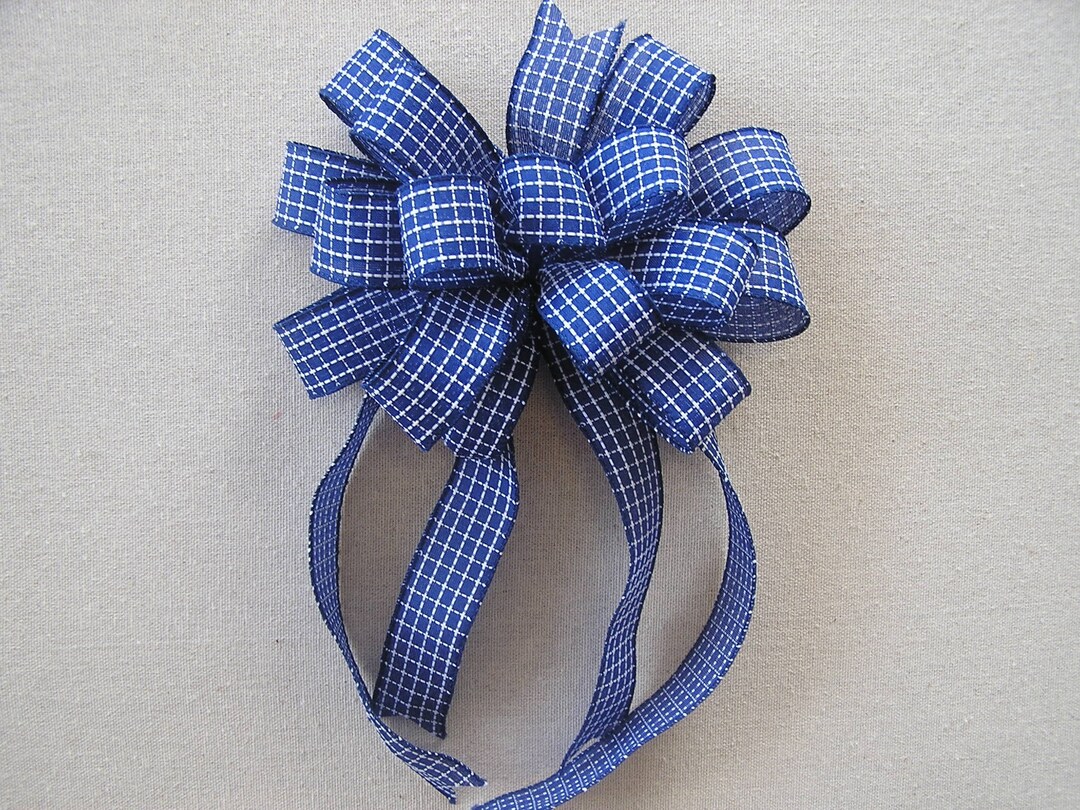 Royal Blue and White Checkered Bows, Decorative Bow for Room Decor in ...