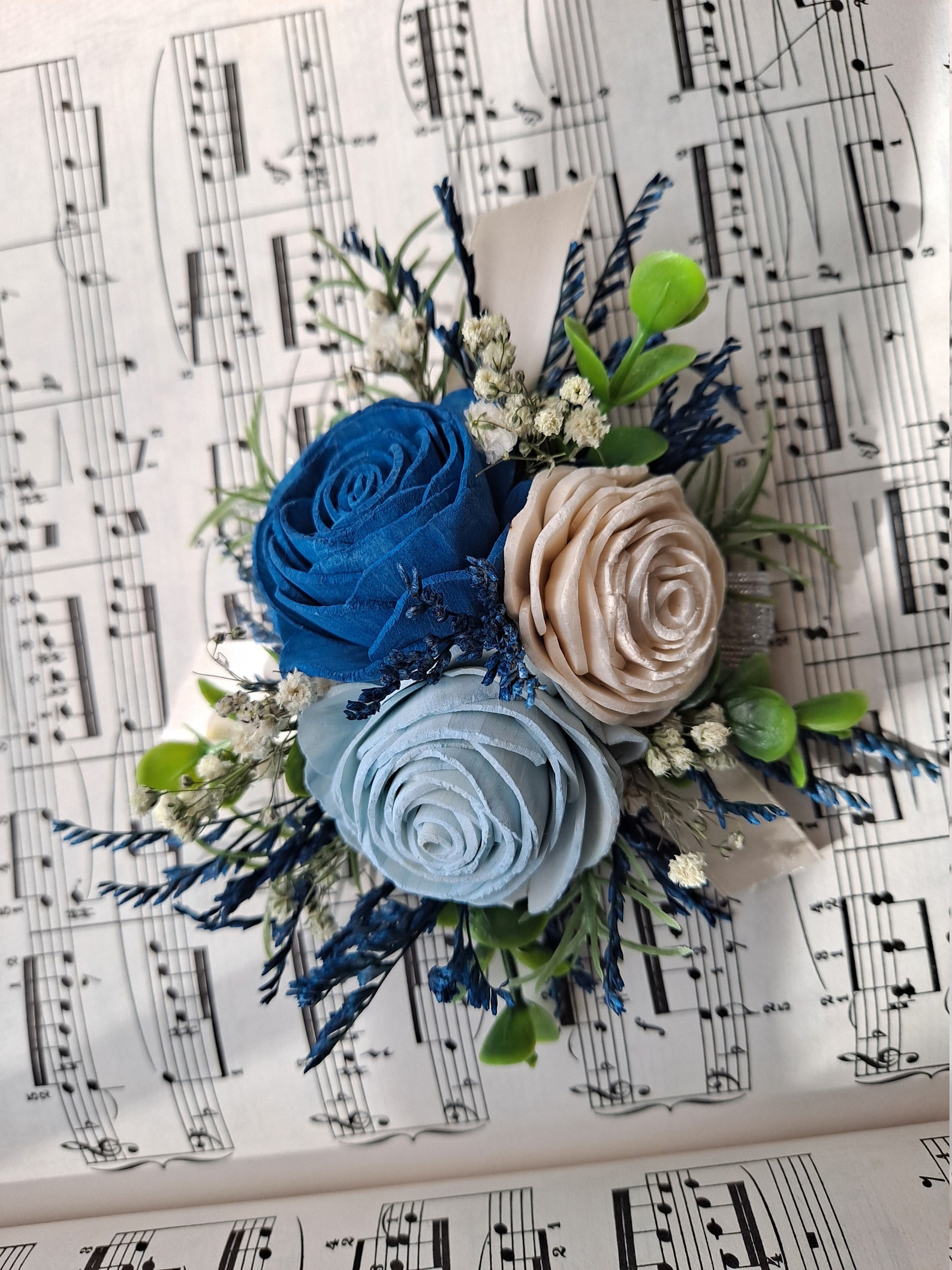 White Navy Blue and Baby Blue Wrist Corsages, Corsage for Prom, Bridal ...