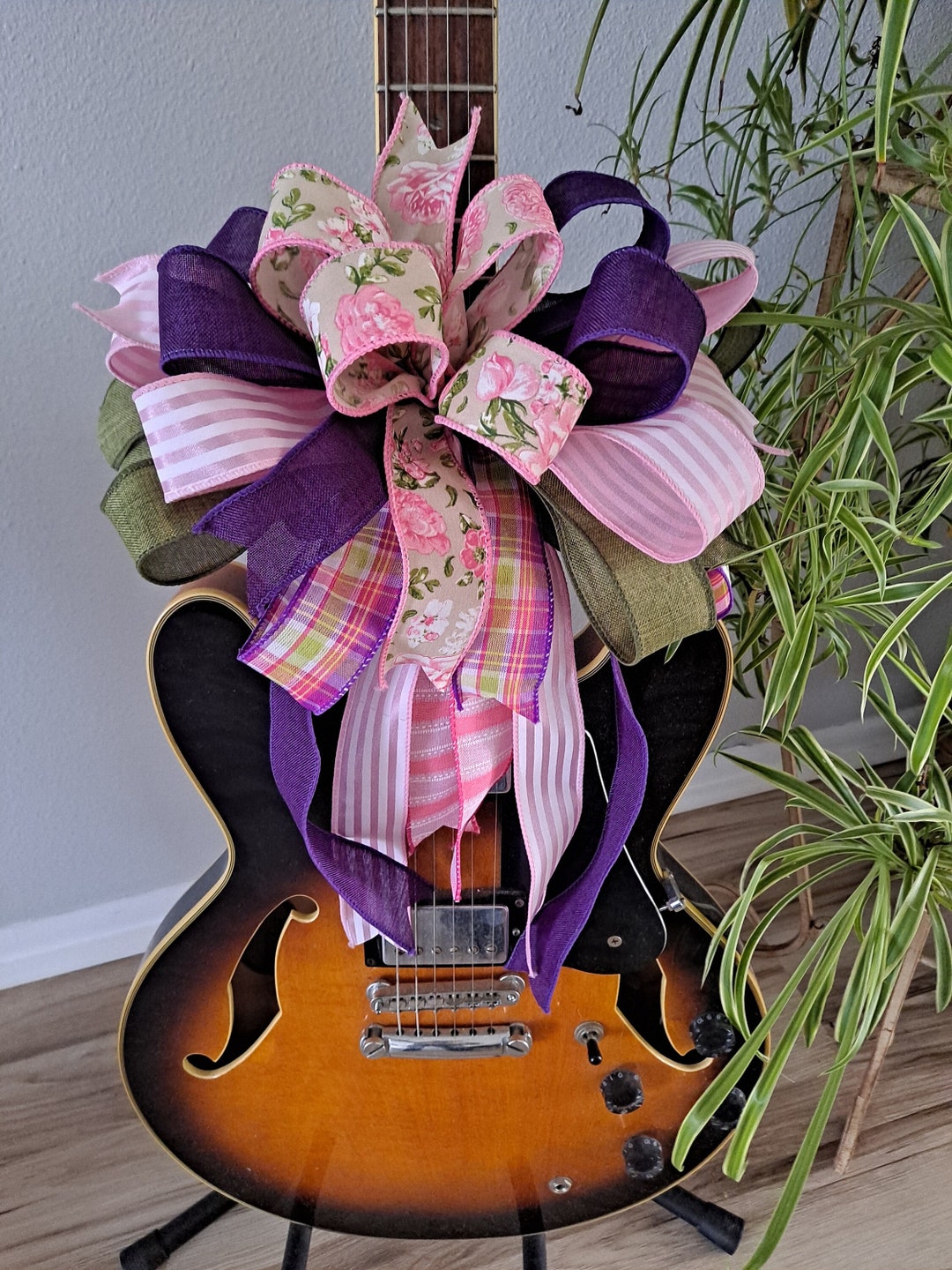 Floral Pink and Purple Bows for Home Decor, Wreath Bow, Door Bow ...