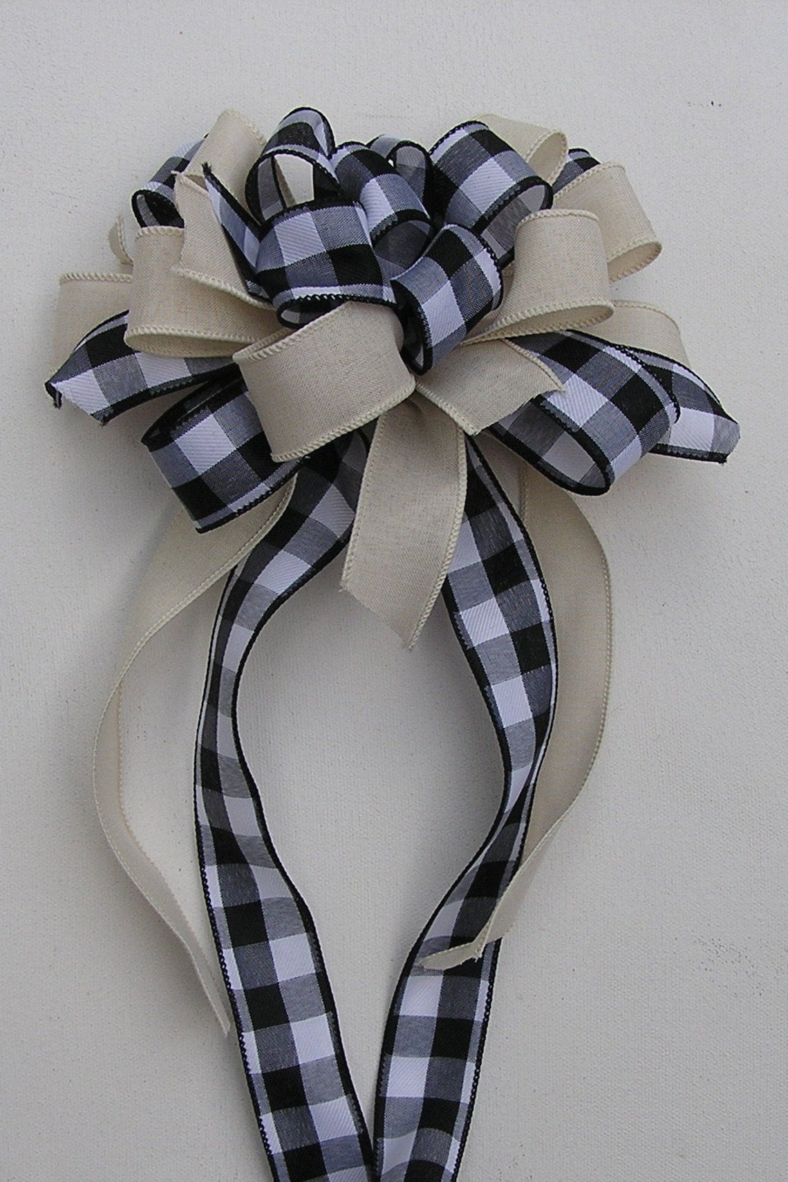 Black and White Checkered Bow Cream Decorative Bows Bow for - Etsy