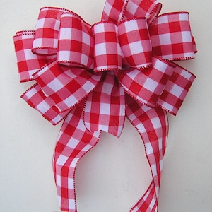 Red and White Checkered Bow, Bow for Wreath, Valentine Bow, Decorative ...