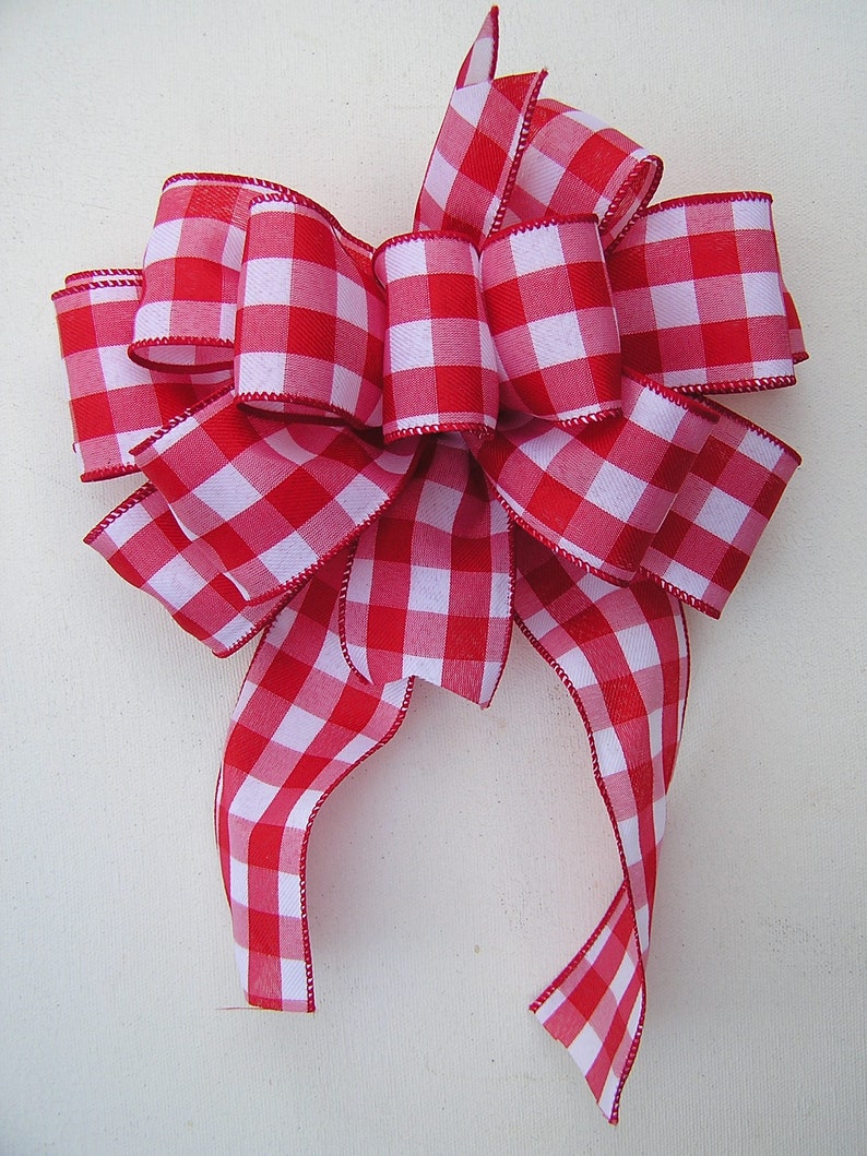 Red and White Checkered Bow Bow for Wreath Valentine Bow | Etsy