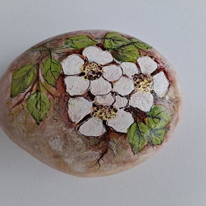 Apple Blossom Rock Painting, Art on Rock, Decorative Stone, Home Decor ...